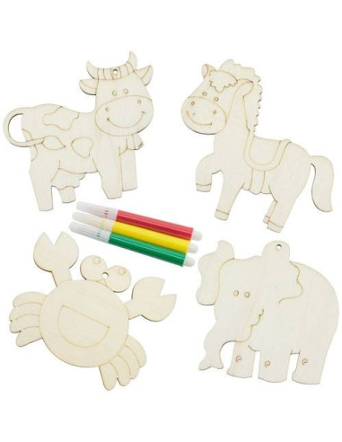 Piezas de Madera para Colorear | Animales para Pintar